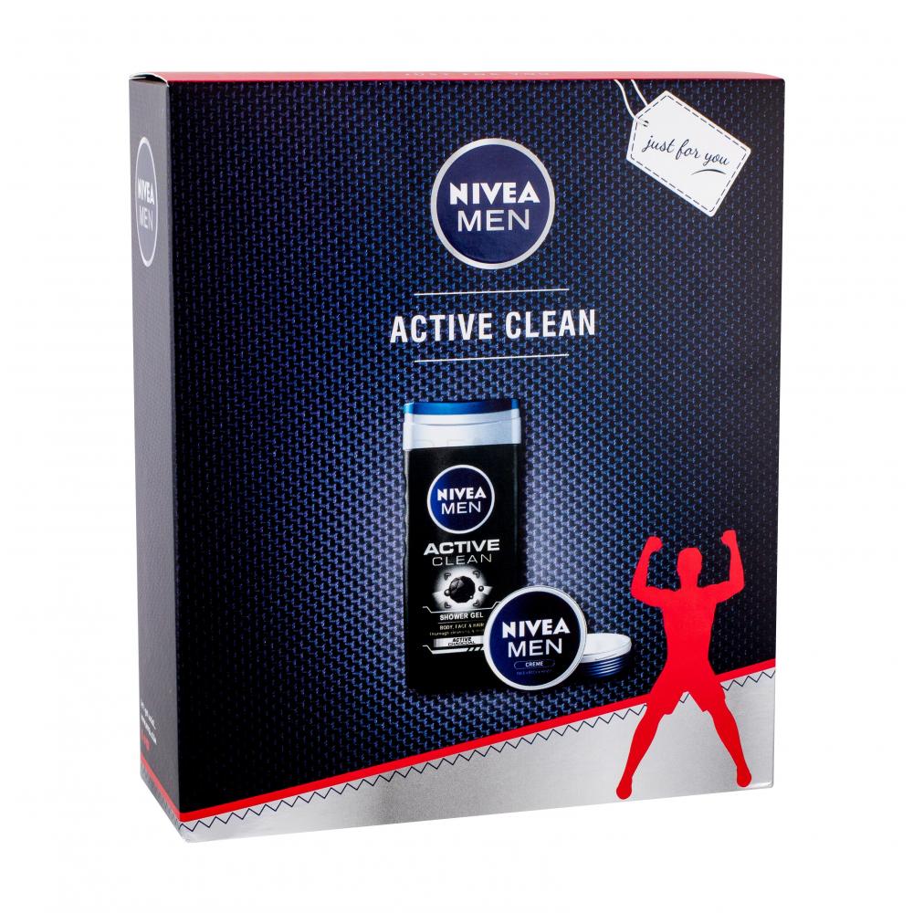Nivea Men Active Clean Set cadou Gel de dus 250 ml + Crema universala ...